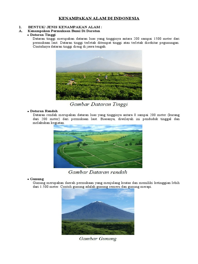Kenampakan Alam Di Indonesia: 1. Bentuk/ Jenis Kenampakan Alam: A ...