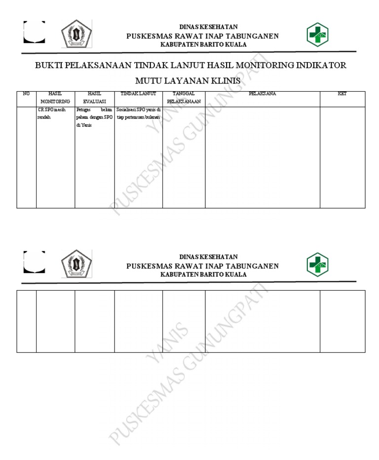 Bukti Analisis Pelaksanaan Tindak Lanjut Hasil Monitoring Indikator Mutu Layanan Klinis | PDF