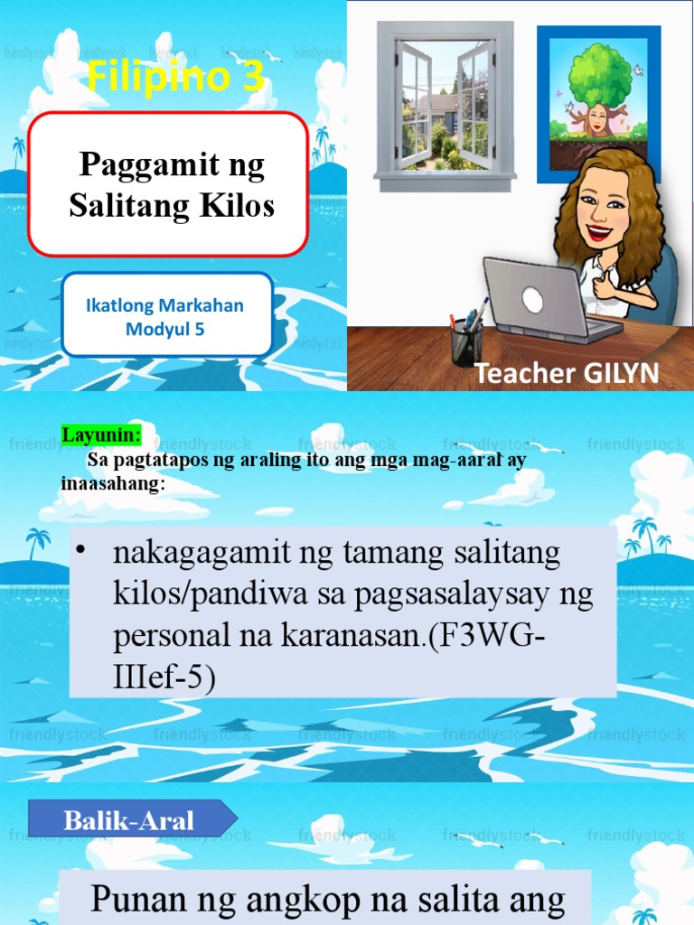 Filipino 3 Quarter 3 Week 5 Paggamit NG Salitang Kilos | PDF