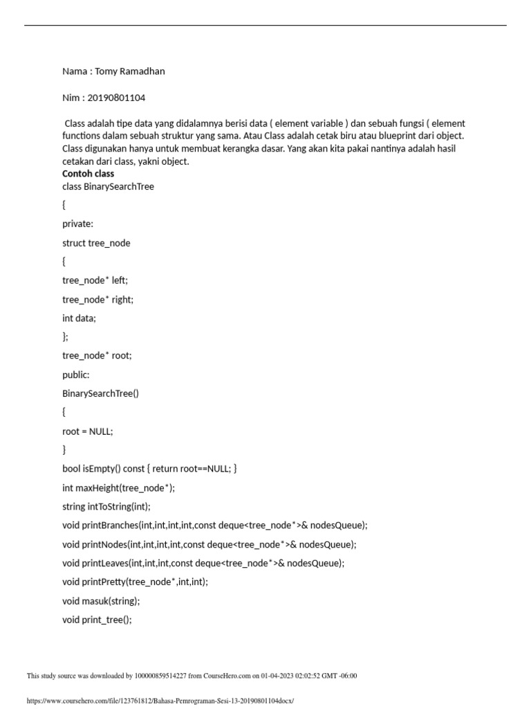 Bahasa Pemrograman Sesi 13 20190801104 Pdf Object Oriented Programming Software Development