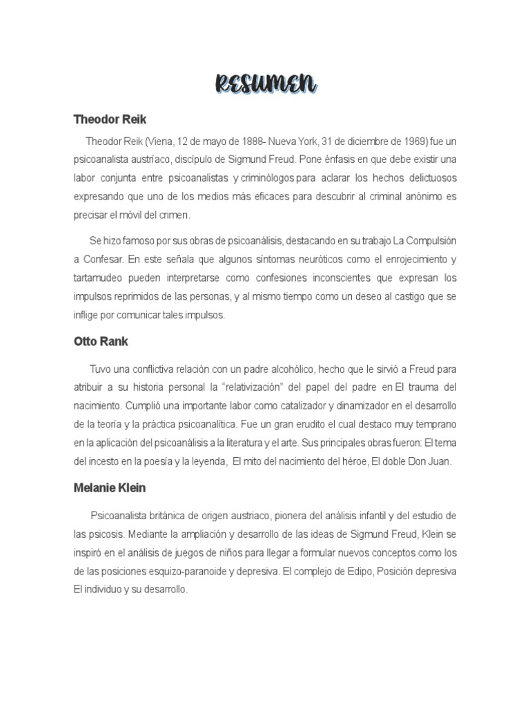 Teóricos del Psicoanálisis | PDF | Psicoanálisis | Neurosis