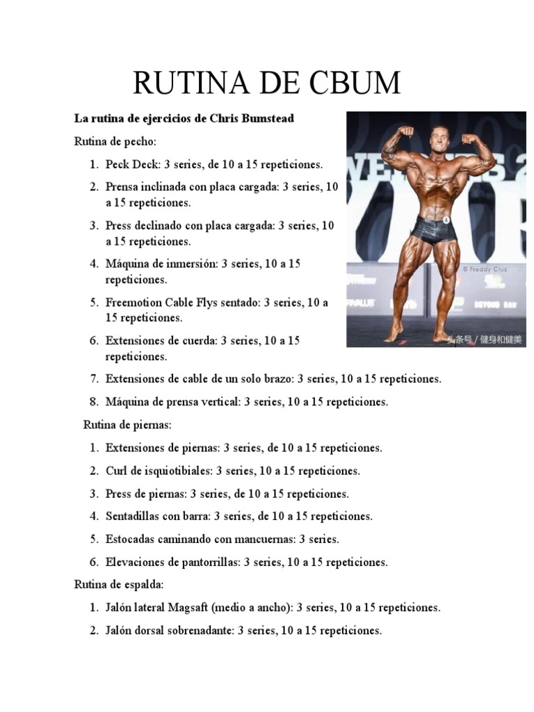 Rutina de Entrenamiento de Chris Bumstead | PDF | Deportes y ...