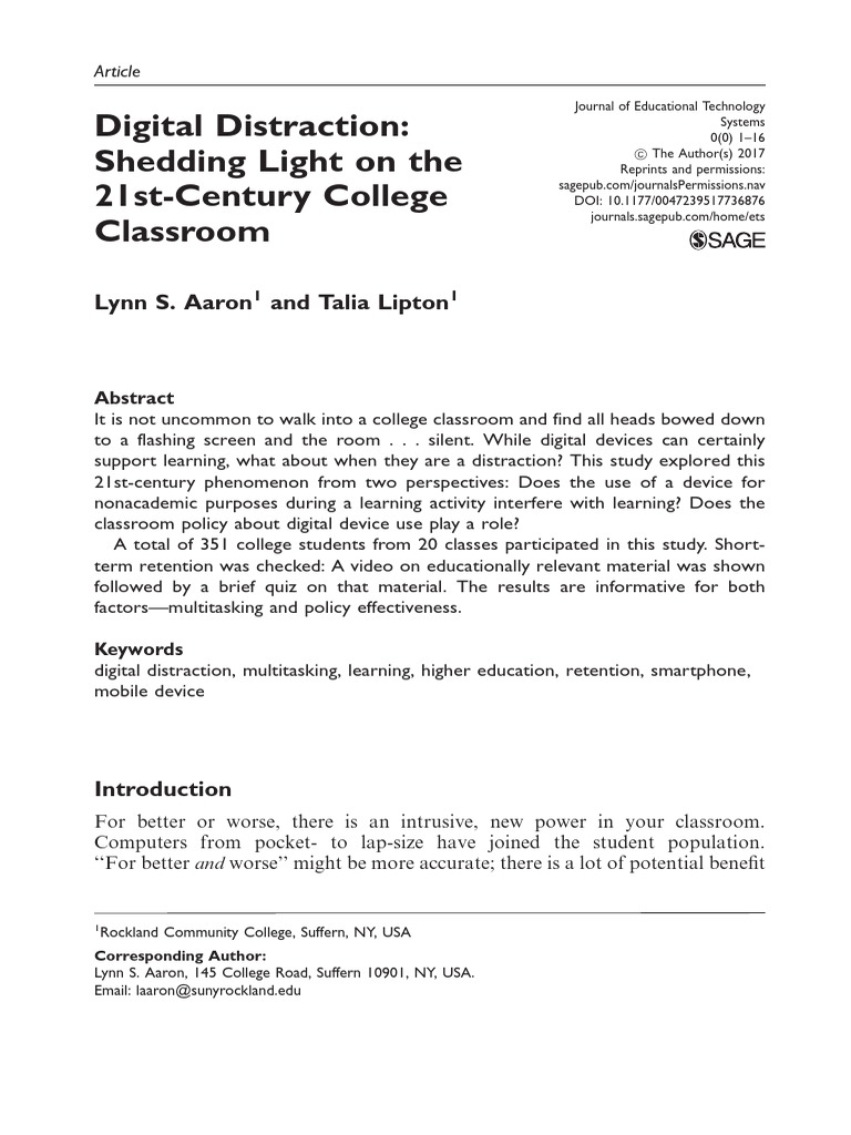 Digital Distraction: Shedding Light On The 21st-Century College ...