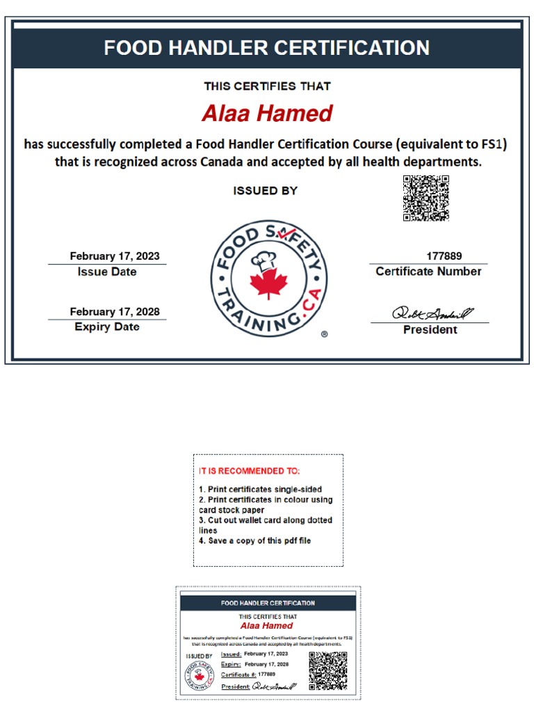 Ontario Food Handler Certification Course-Ontario Food Handler Certification Ia 54484 | PDF