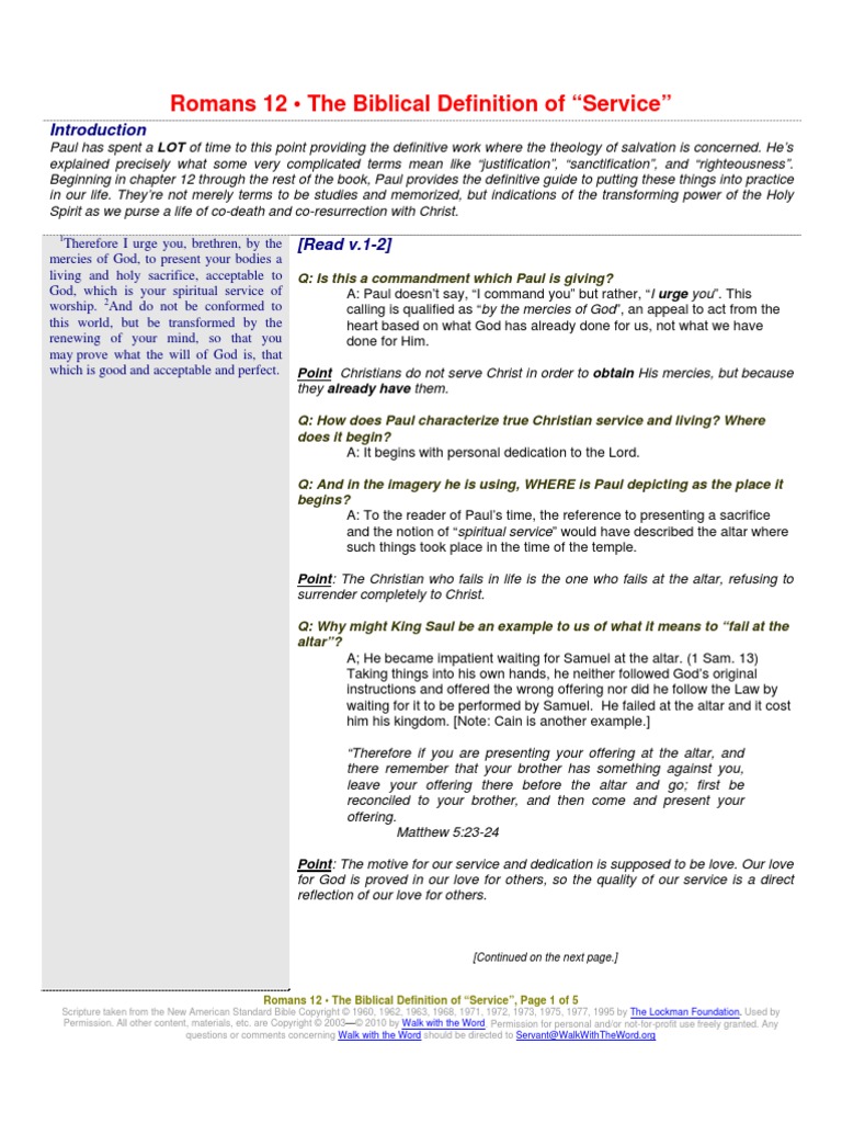 45 Romans 12 Study Notes | PDF | Spiritual Gift | Fruit Of The Holy Spirit