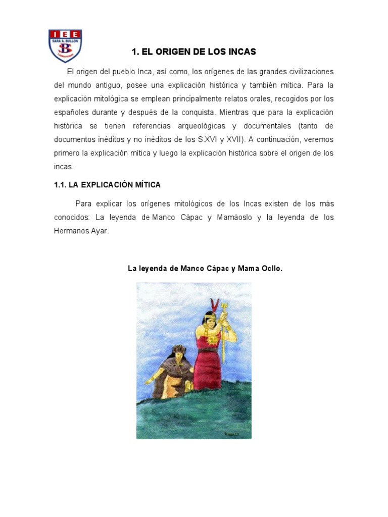 Origen de los incas | PDF | Imperio Inca