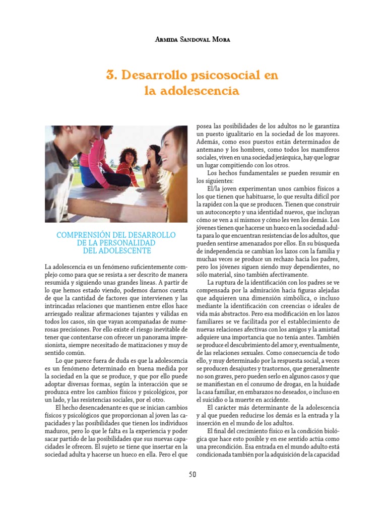 Desarrollo Psicosocial en La Adolescencia P1 | PDF | Adultos | Adolescencia