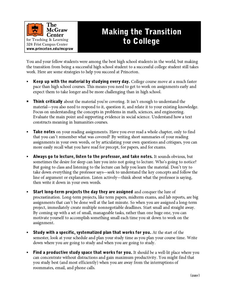 Transition To College | PDF | Secondary School | Lecture