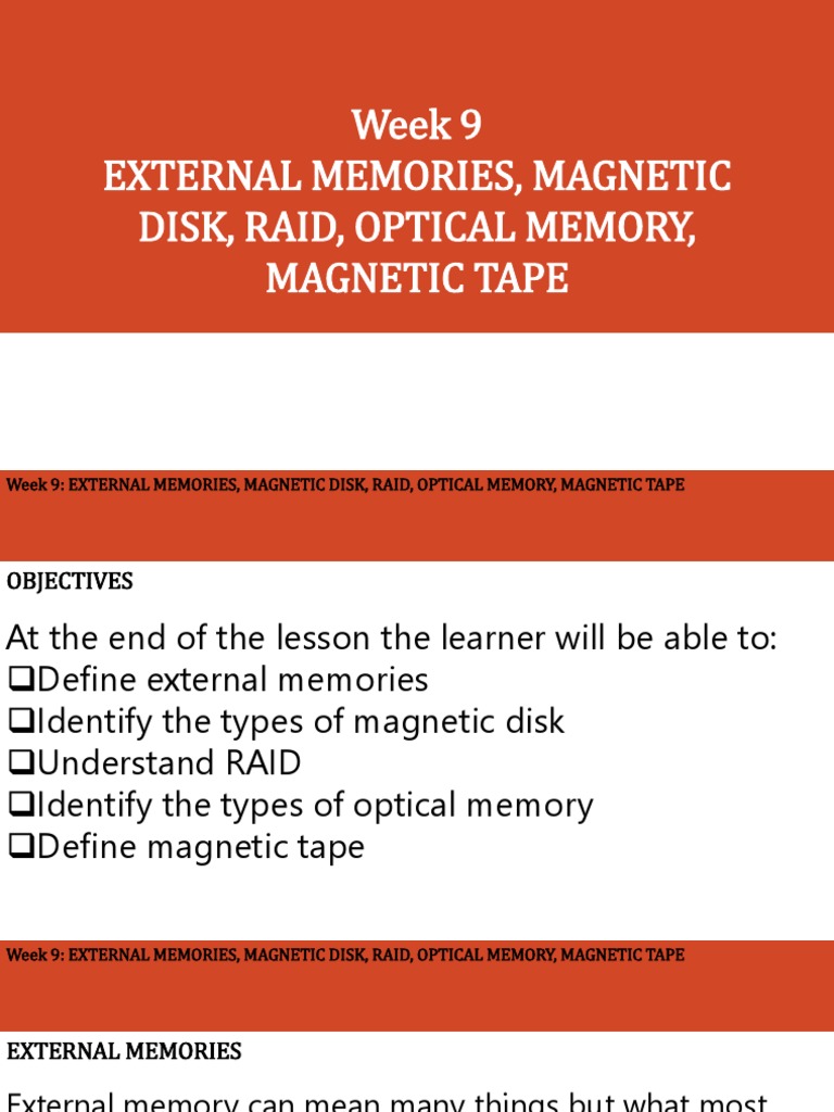 W9 External Memories, Magnetic Disk, RAID, Optical Memory, Magnetic Tape - PPT PDF | PDF ...
