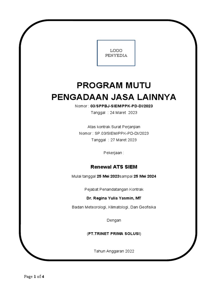 Program Mutu - SIEM | PDF