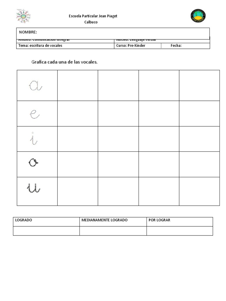 Escritura de Vocales 2 Kinder | PDF