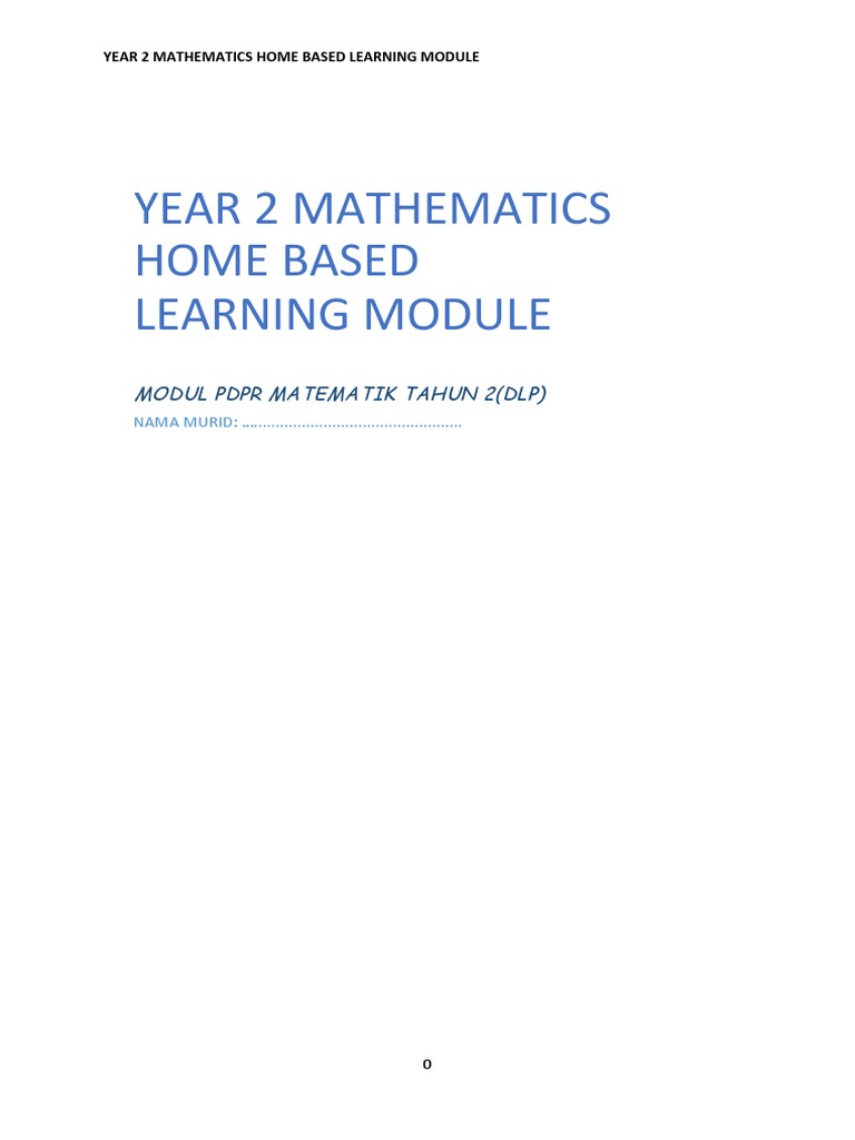 Year 2 Mathematics Home Based Learning Module | PDF