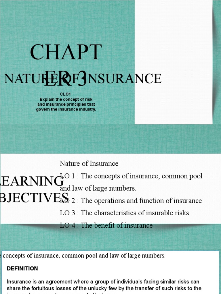 Chapter 3 Ins 200 | PDF | Insurance | Risk