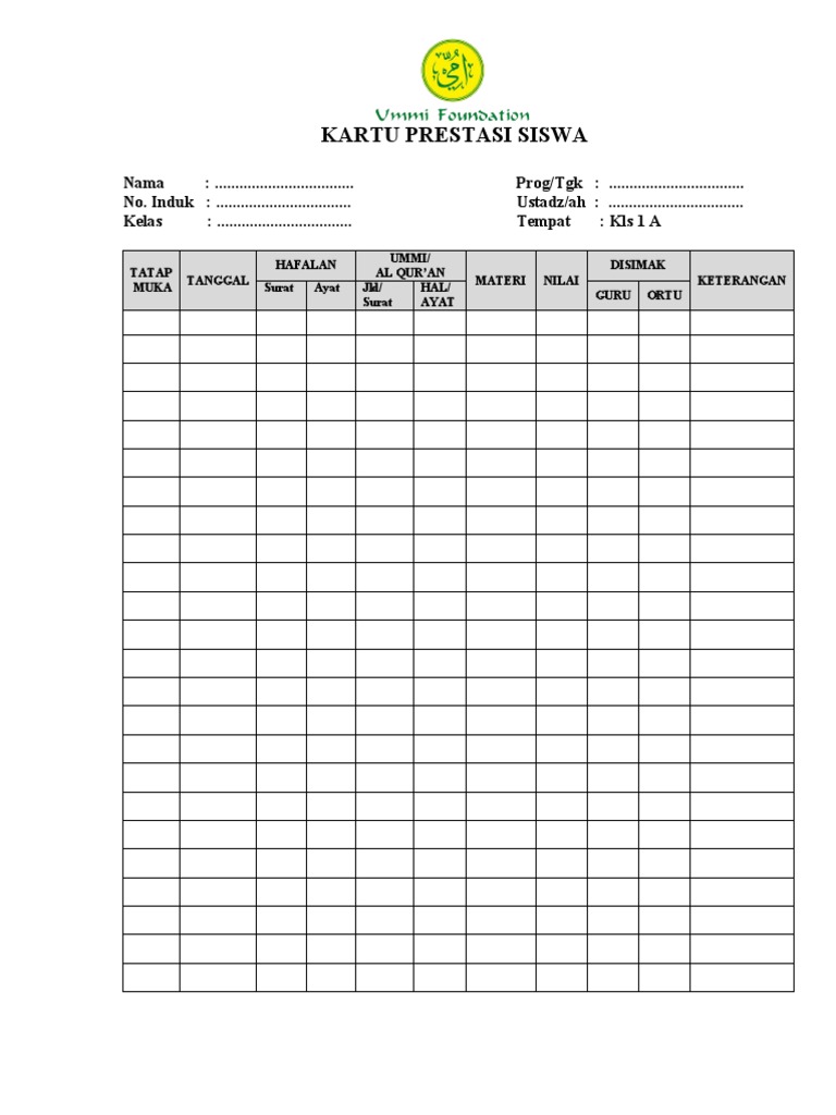 05.kartu Prestasi | PDF