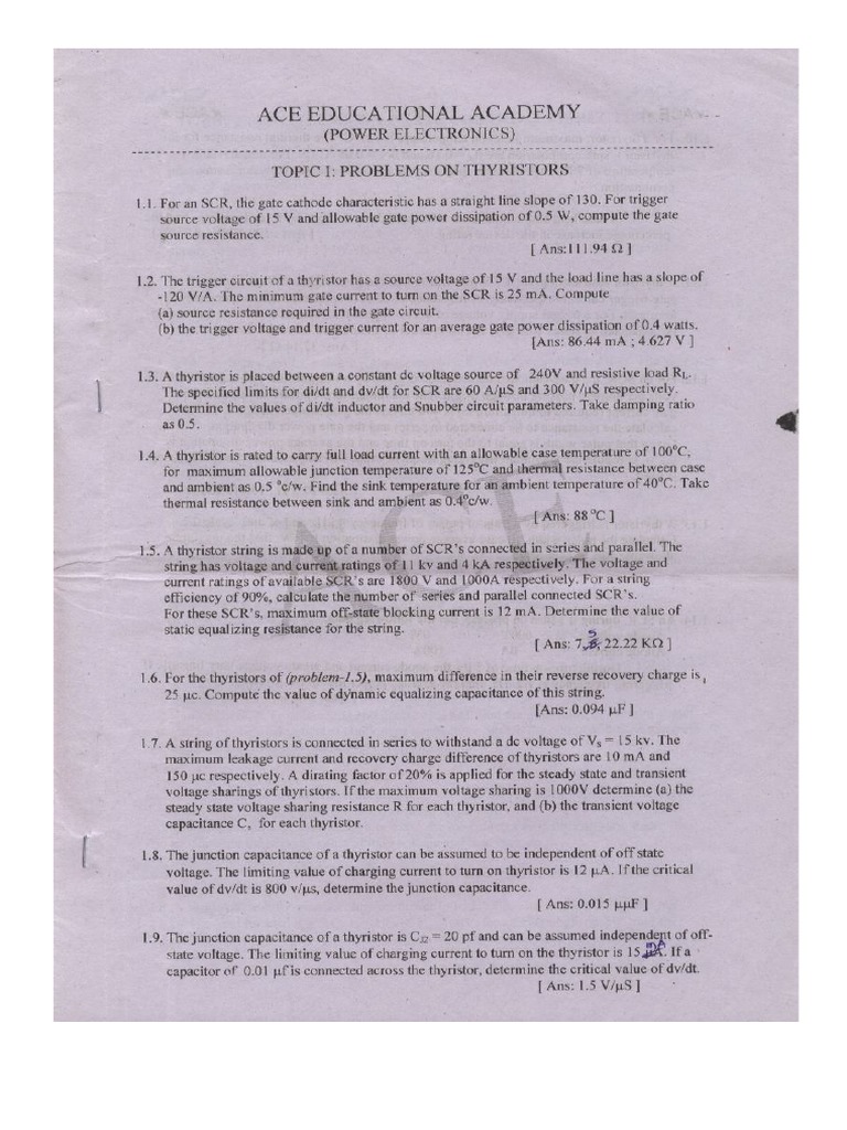 Power Electronics Problems Gate | PDF