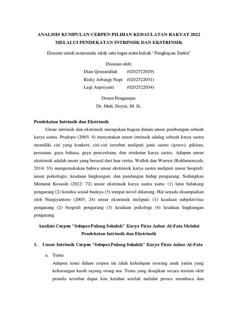 Kel 1 Analisis Cerpen | PDF