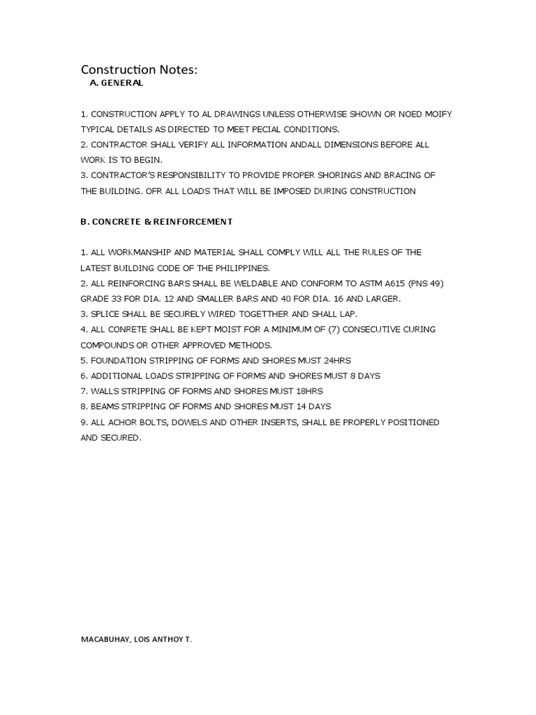 Construction Notes | PDF | Home & Garden