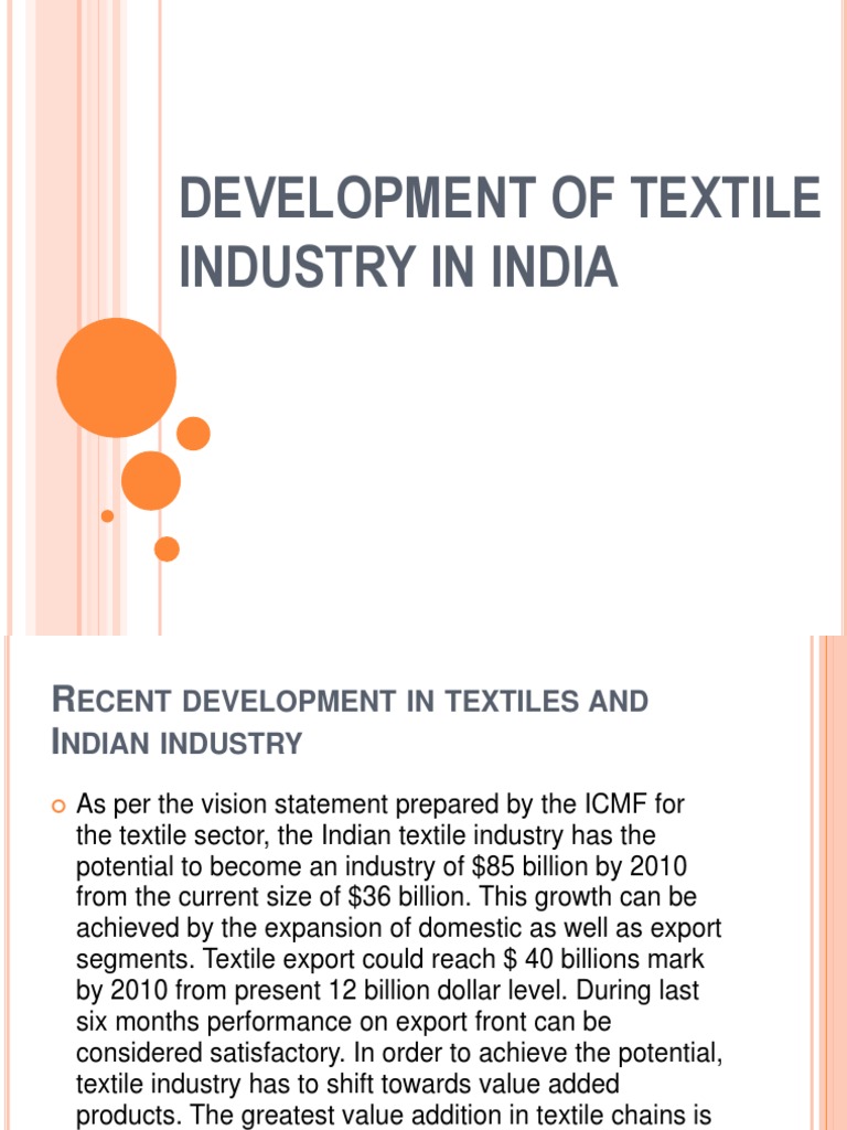 Textile Industry Development in India | PDF | Weaving | Textiles