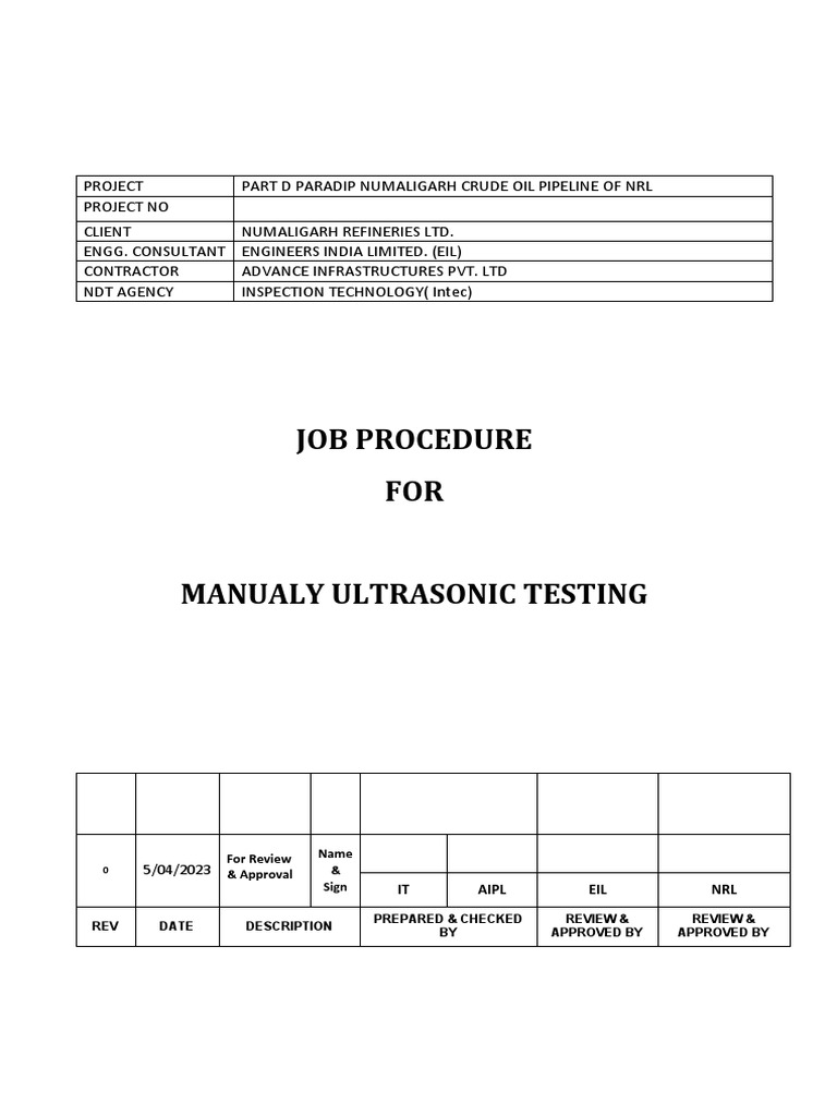 Ultrasonic Testing Procedure | PDF | Welding | Construction
