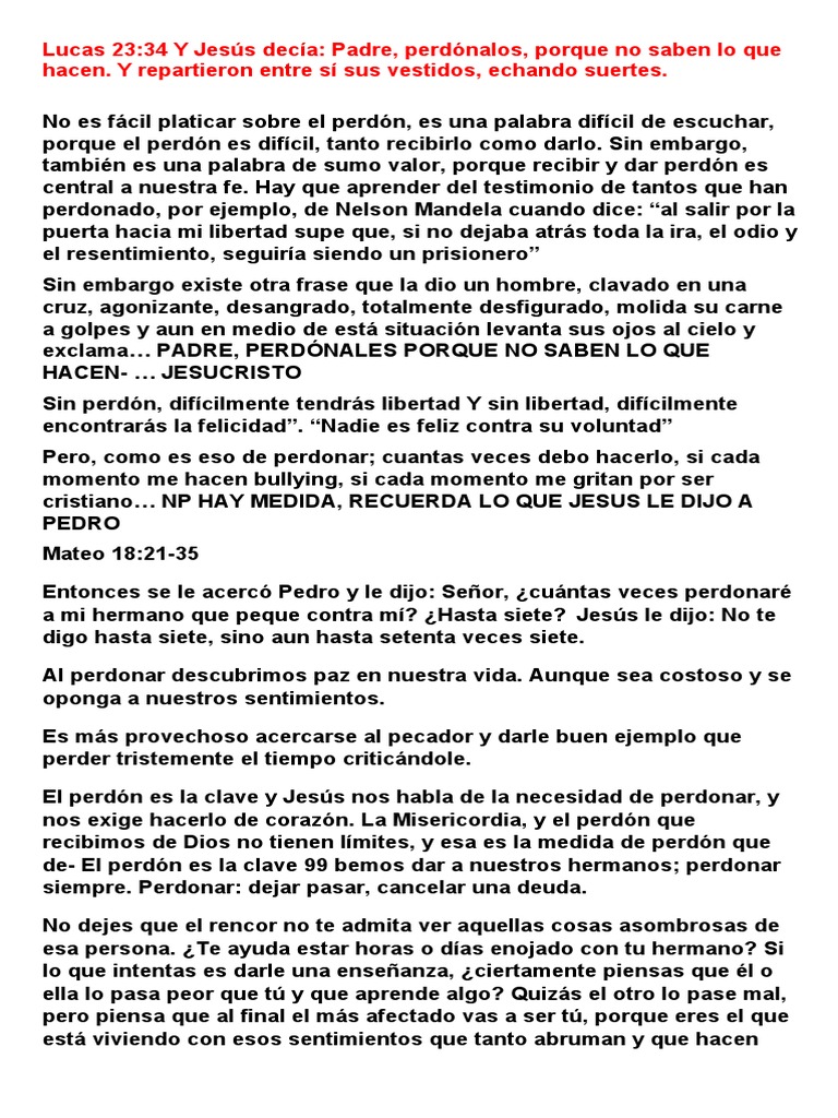 Reflexión sobre el perdón cristiano | PDF | Perdón | Jesús