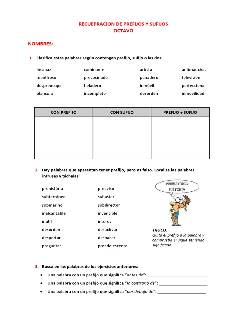 Valucion Prefijos y Sufijos | PDF