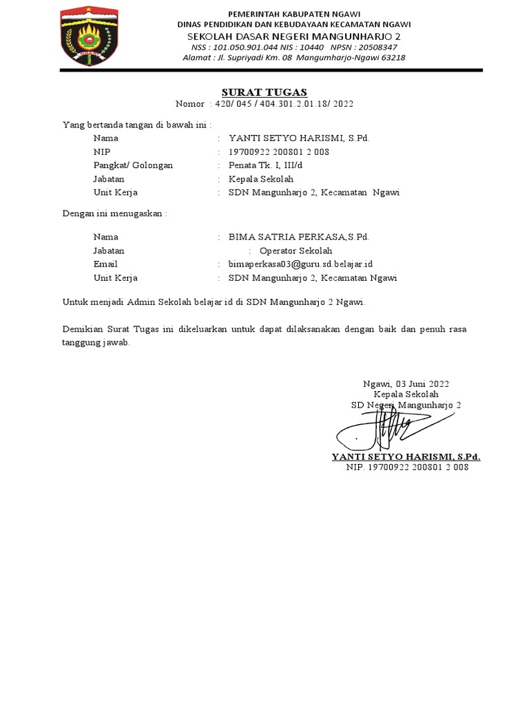 045 SK Admin Belajar - Id | PDF