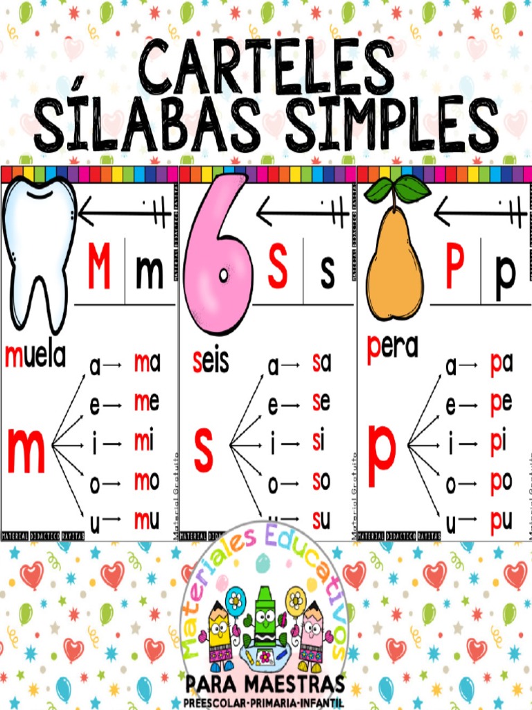 Carteles Con Referentes para Sílabas Simples Por Materiales Educativos ...
