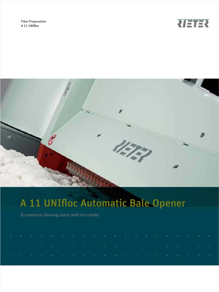 Rieter A UNIfloc Automatic Bale Opener | PDF | Yarn | Spinning (Textiles)