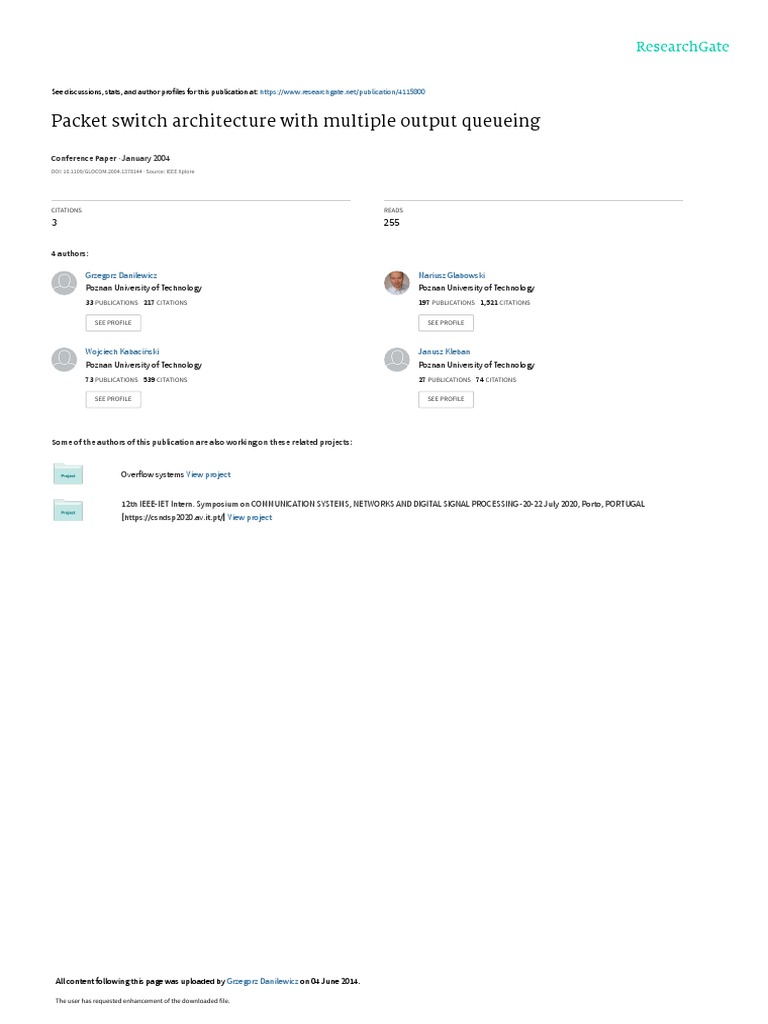 Packet Switch Architecture With Multiple Output Queueing Pdf Network Switch Data Buffer