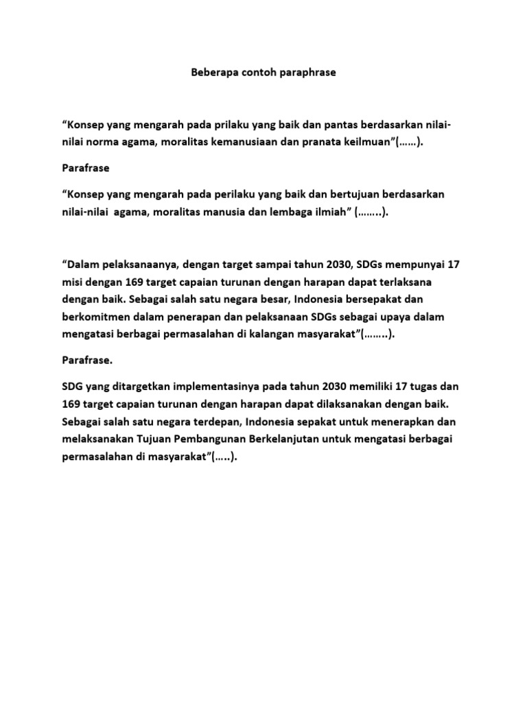 Beberapa Contoh Paraphrase | PDF