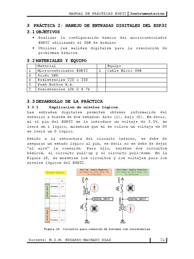 Practica 2 Entradas Digitales ESP32 | PDF