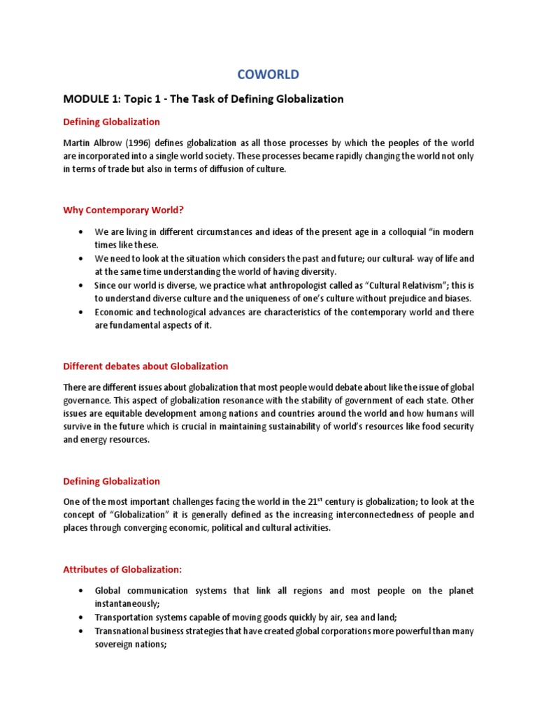 Coworld M1-T1 | PDF | Globalization | Economies