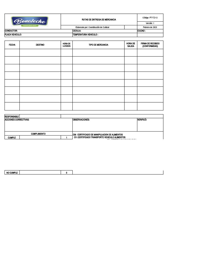 Ruta de Entrega Conductor | PDF