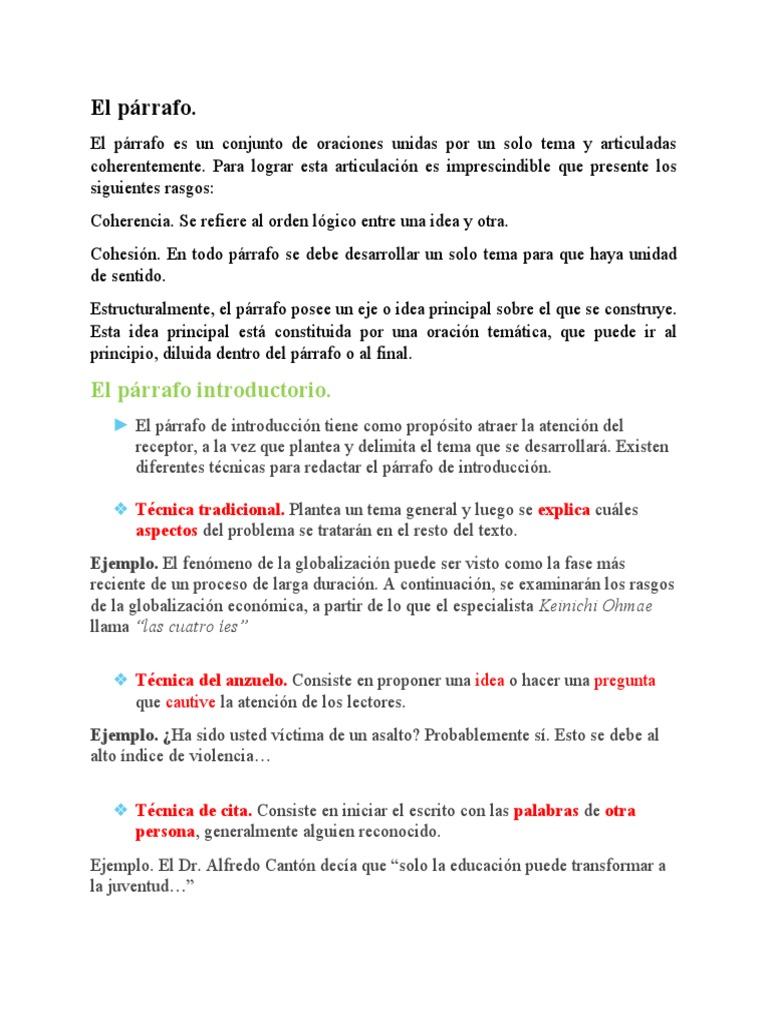 Técnicas para redactar párrafos | PDF | Ciencias sociales | Filosofía