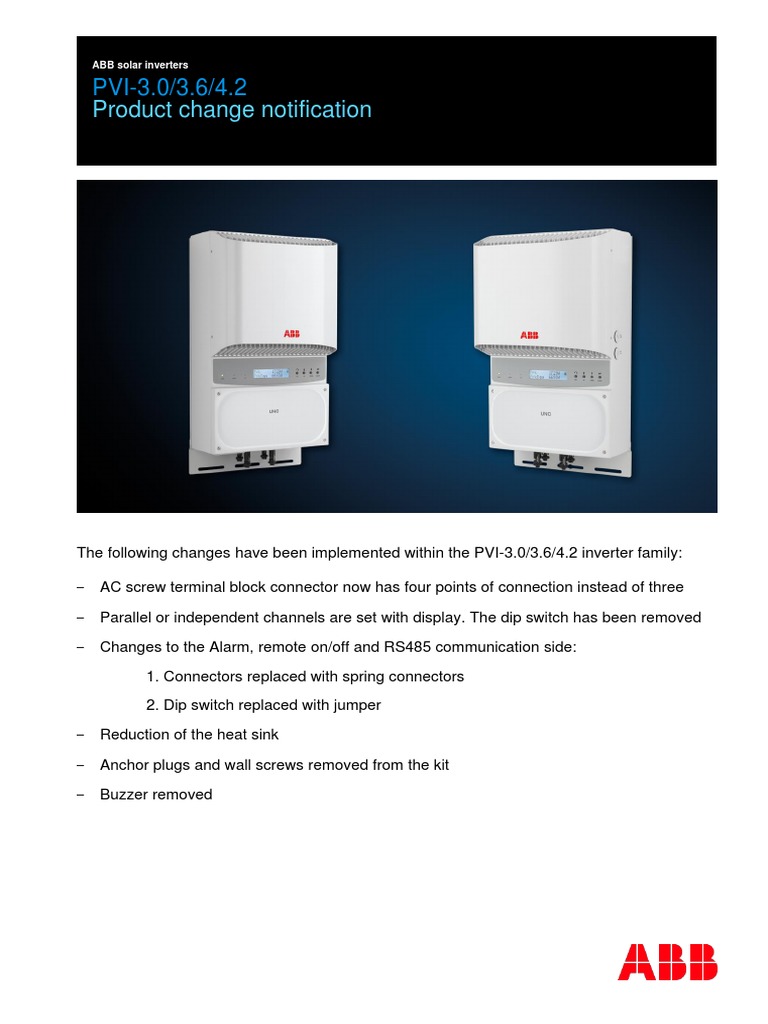 ABB PVI-3 0 - 4 2 Family Product Change Nortification - EN | PDF