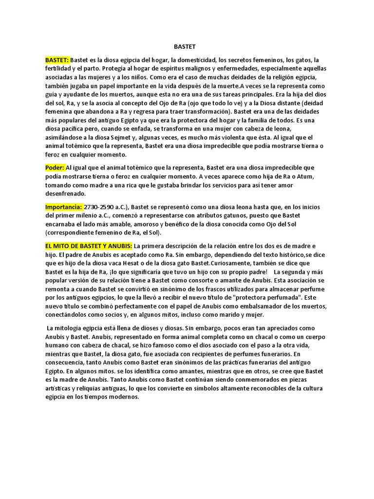 BASTET | PDF | Mitología | Deidades