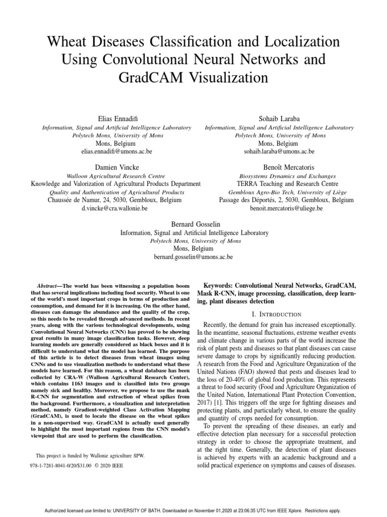 Wheat Diseases Classification and Localization Using Convolutional ... Wheat Diseases Classification and Localization Using Convolutional ...