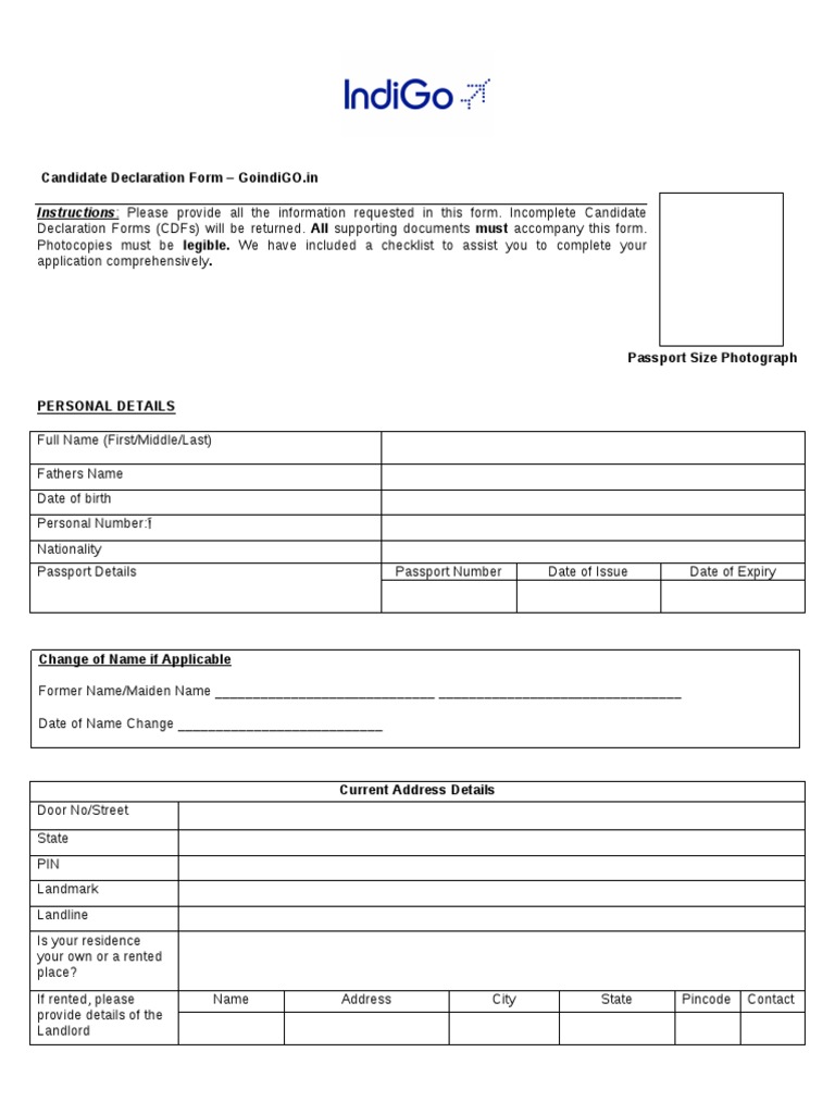 Candidate Declaration Form Pdf