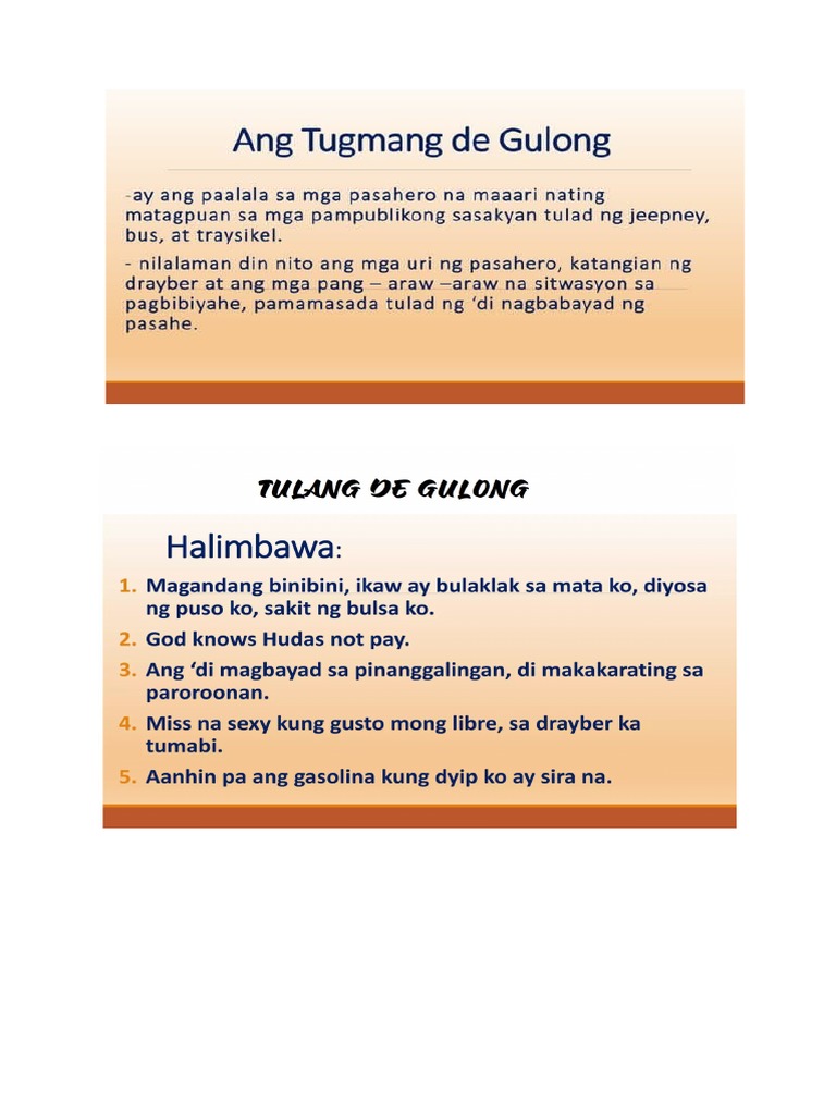 Mga Halimbawa NG Tulang Panudyo, de Gulong at Palaisipan - 022323 | PDF