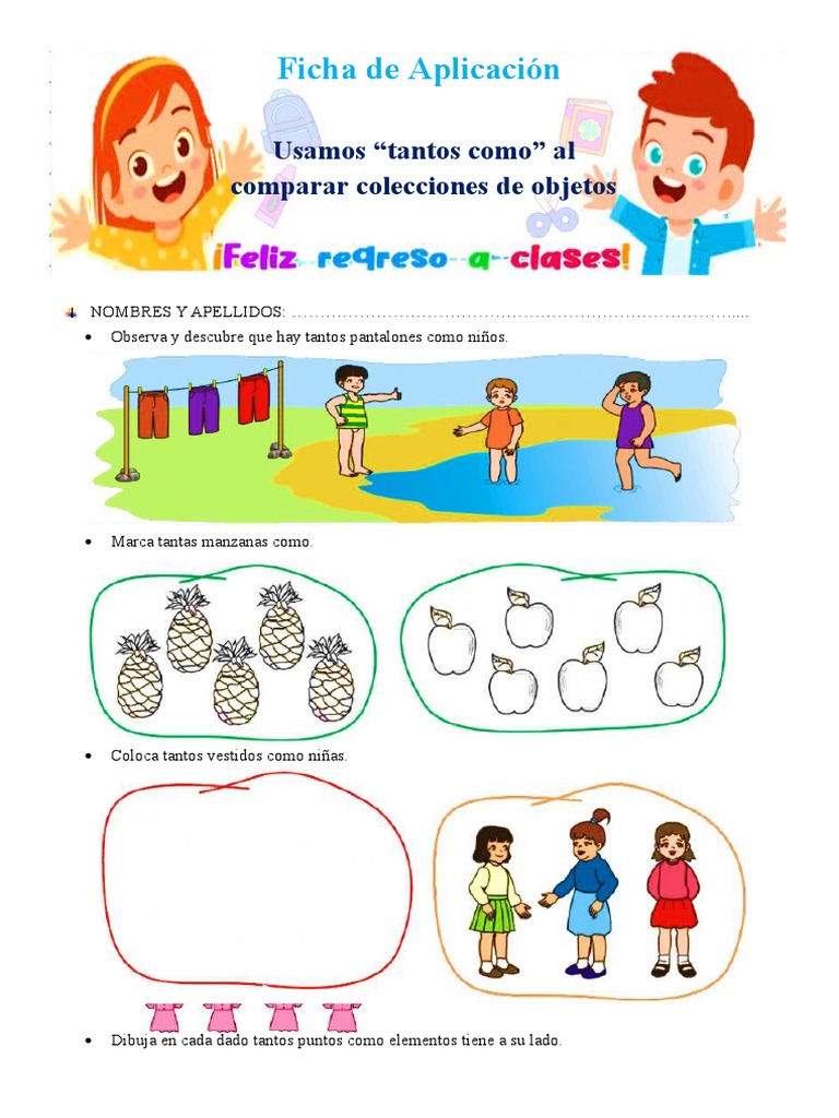 1° Ficha Día 4 Mat Usamos Tantos Como Al Comparar Colecciones de ...