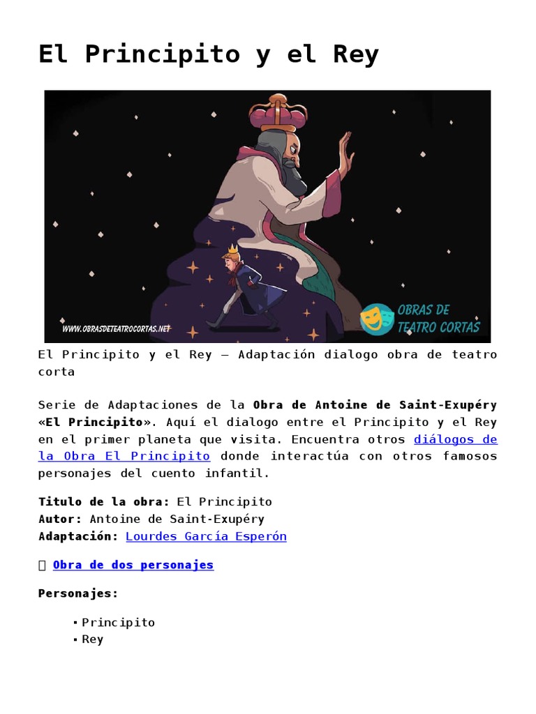 Diálogo del Principito y el Rey | PDF | El Principito