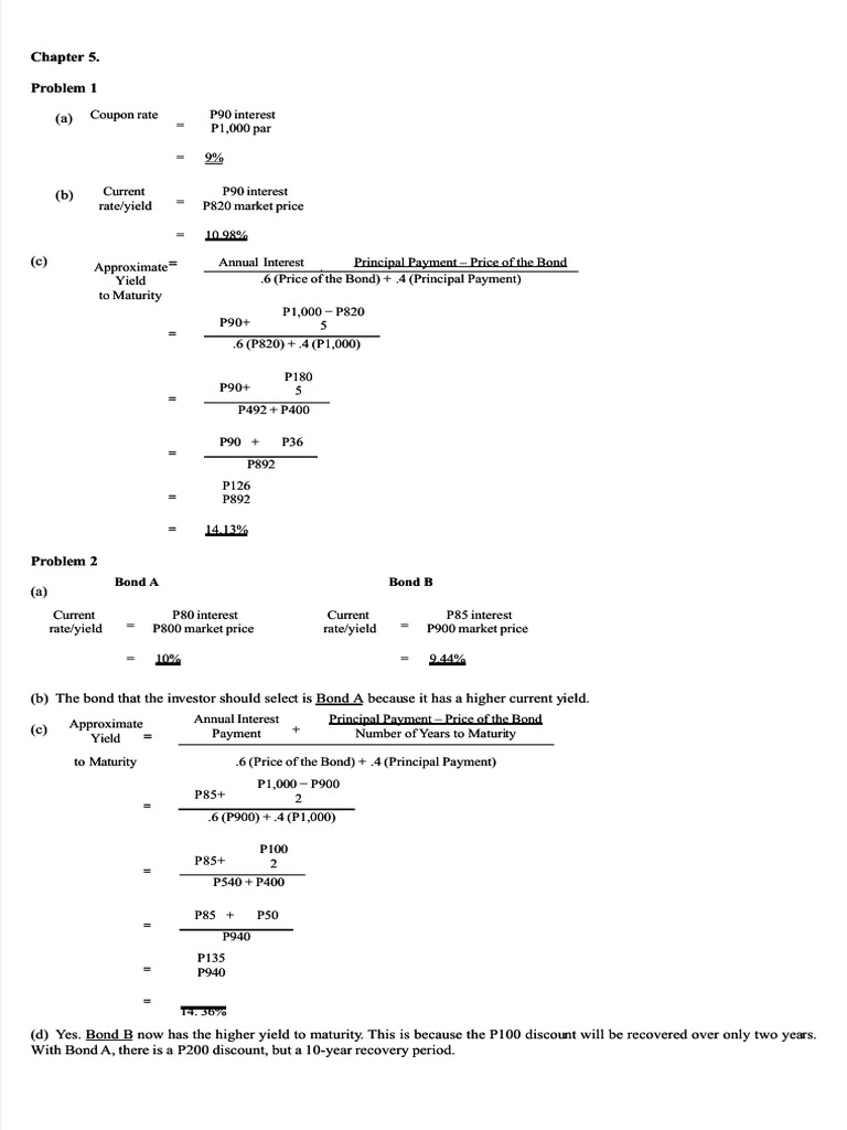 PDF Chapter 05 Answer - Compress | PDF | Bonds (Finance) | Yield (Finance)