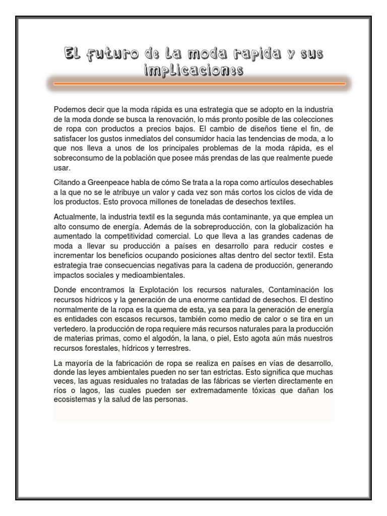 Ensayo de Videos Sobre La Moda Rapida | PDF | Entorno natural | Economias