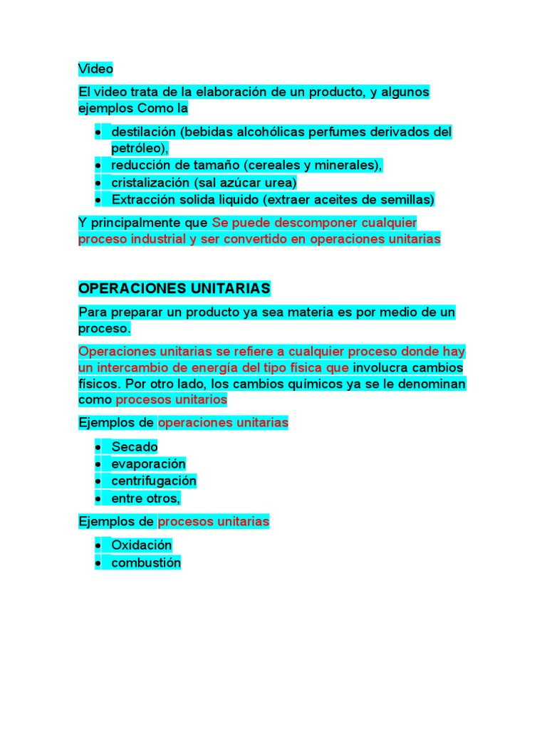 Qué Son Las Operaciones Unitarias | PDF