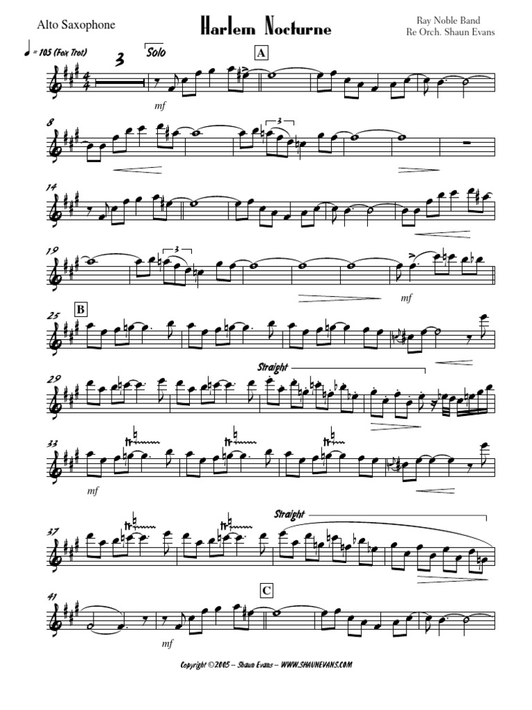 Harlem Nocturne - 6 Horns + Rhythm - Ray Noble Band | PDF | Sound ...