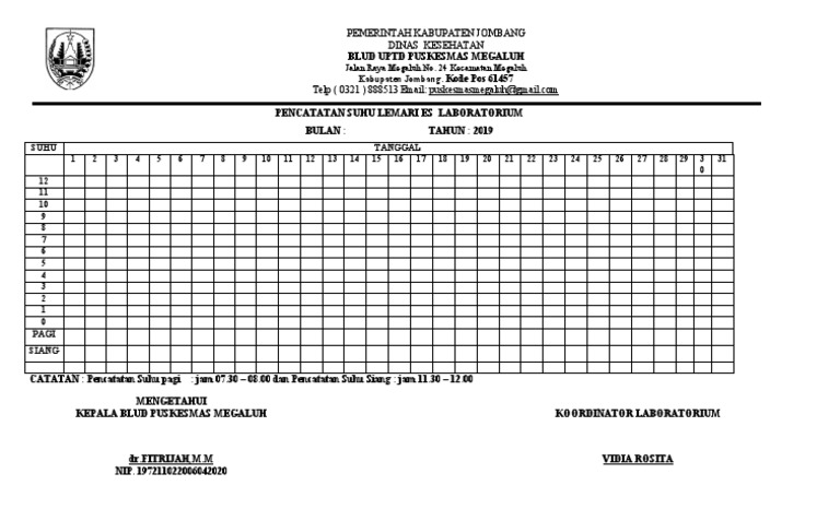 Pencatatan Suhu Kulkas | PDF