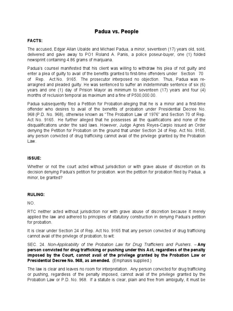 Padua Vs People | PDF | Probation | Sentence (Law)