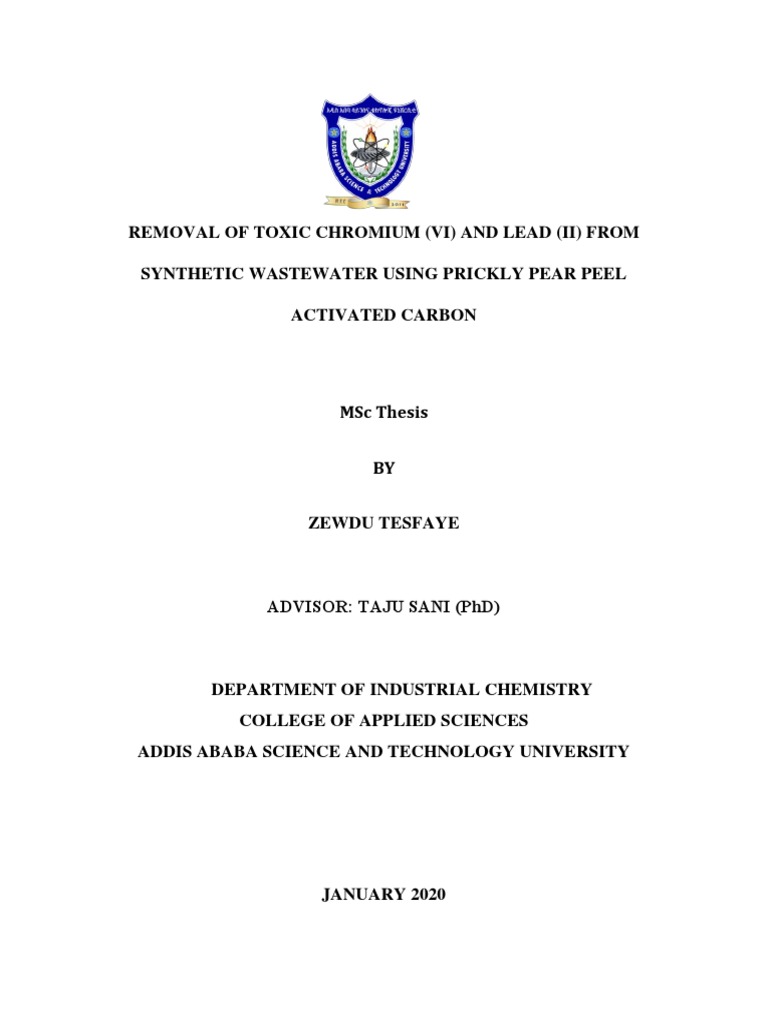 Removal of Toxic Chromium (VI) and Lead (II) From Synthetic Wastewater ...
