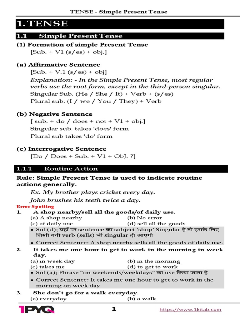 Simple Present Tense Explained | PDF | Grammatical Tense | Grammatical Number