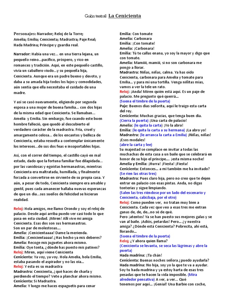 Guión de "La Cenicienta" para teatro | PDF | Hadas